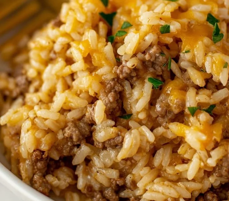 Cheesy Ground Beef and Rice Casserole